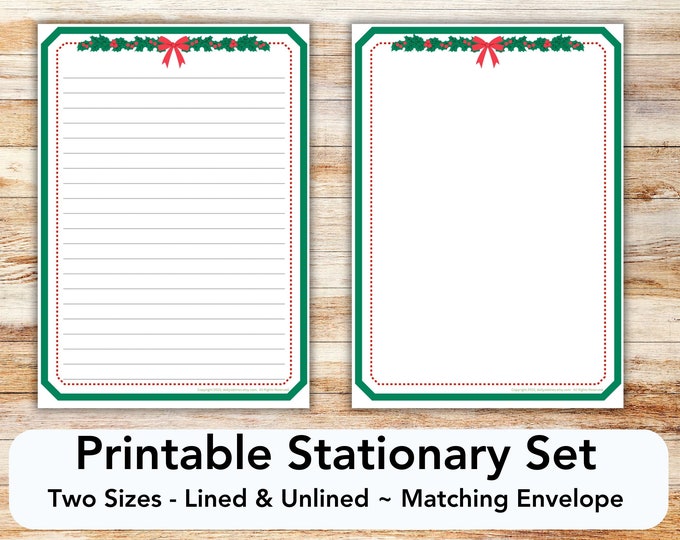 Printable Christmas Stationery Digital Download 8.5x11 Instant Editable ...