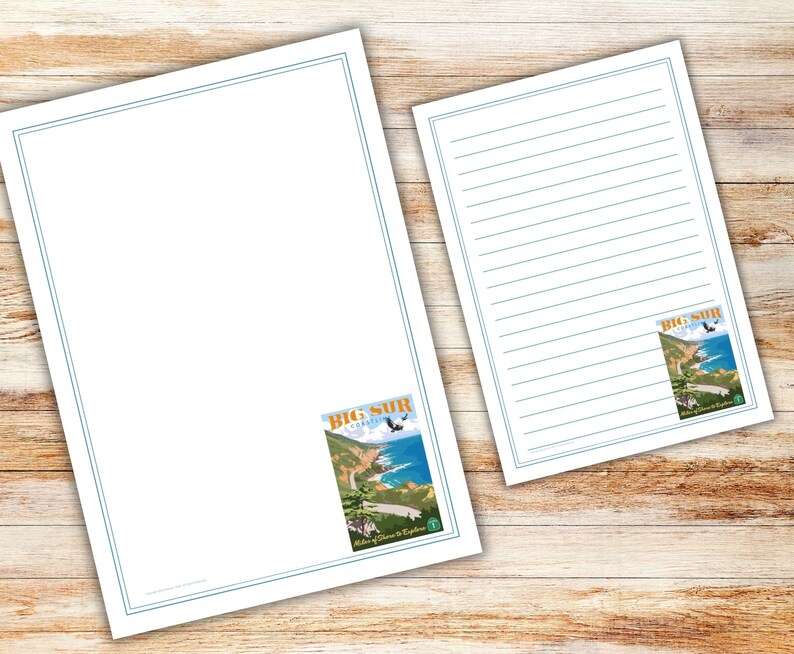 Big Sur PRINTABLE Stationery Writing Paper Stationary Letter Lined ...