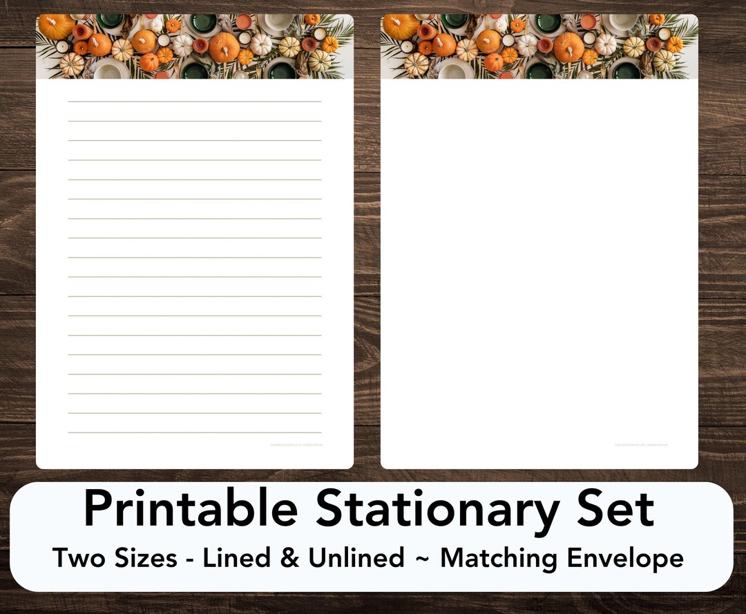 Thanksgiving PRINTABLE Stationery Writing Paper Stationary Letter Lined ...
