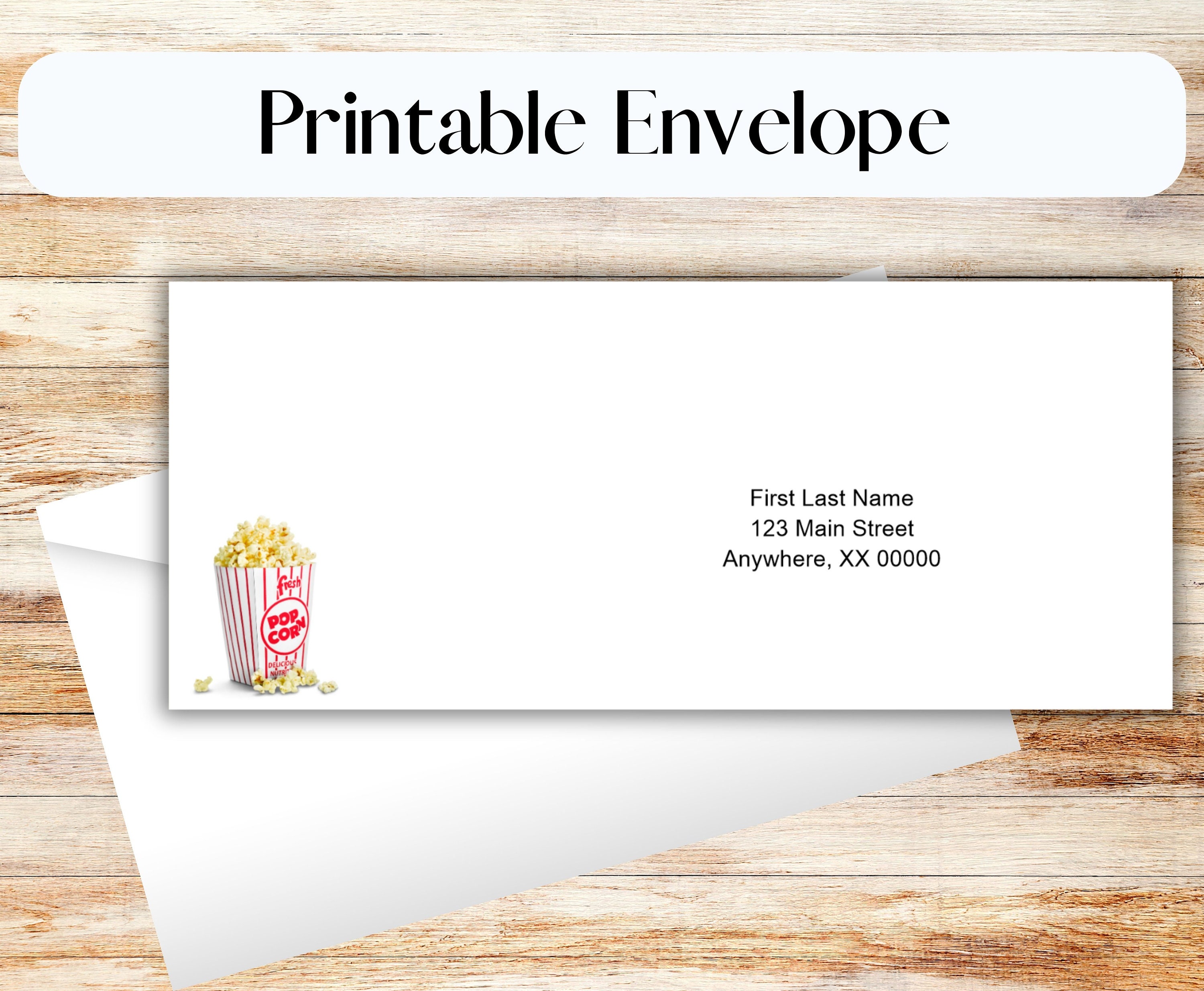 Popcorn PRINTABLE Stationary Set With Envelope Printable Stationary ...