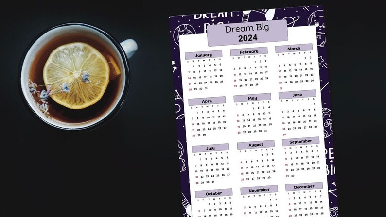 2024 Year Calendar 2024 Year Calendar Printable 2024 Dream Calendar 2024 Calendar Printable ...