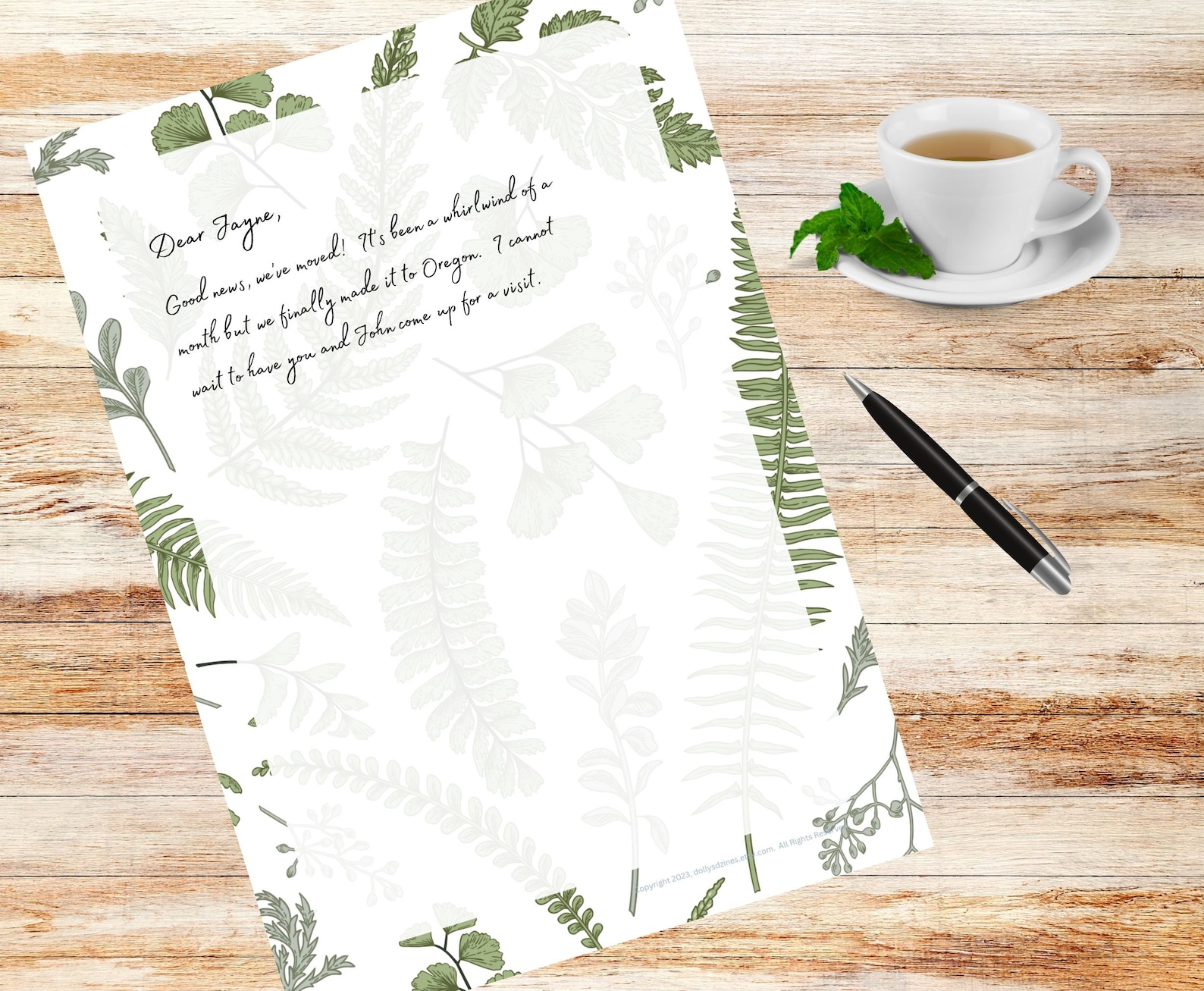Botanical PRINTABLE Stationary Set With Envelope Printable Stationary ...
