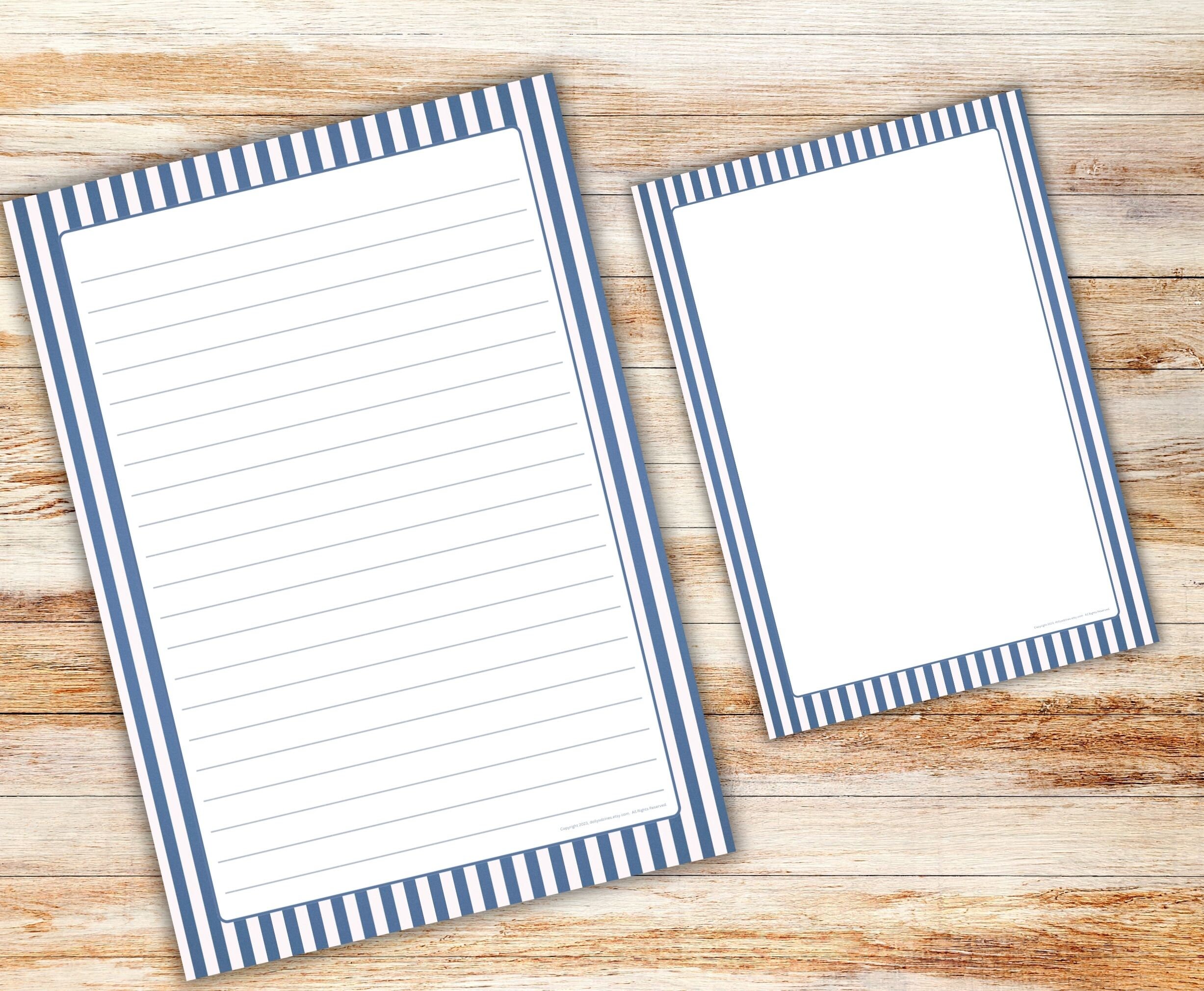 Blue Stripe PRINTABLE Stationery Writing Paper Stationary Letter ...