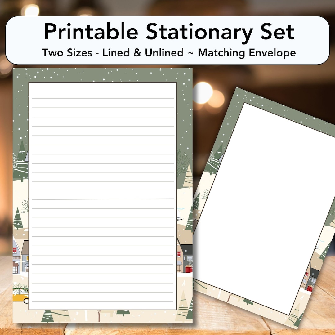 Winter Village PRINTABLE Stationery Writing Paper Stationary Letter A4 ...