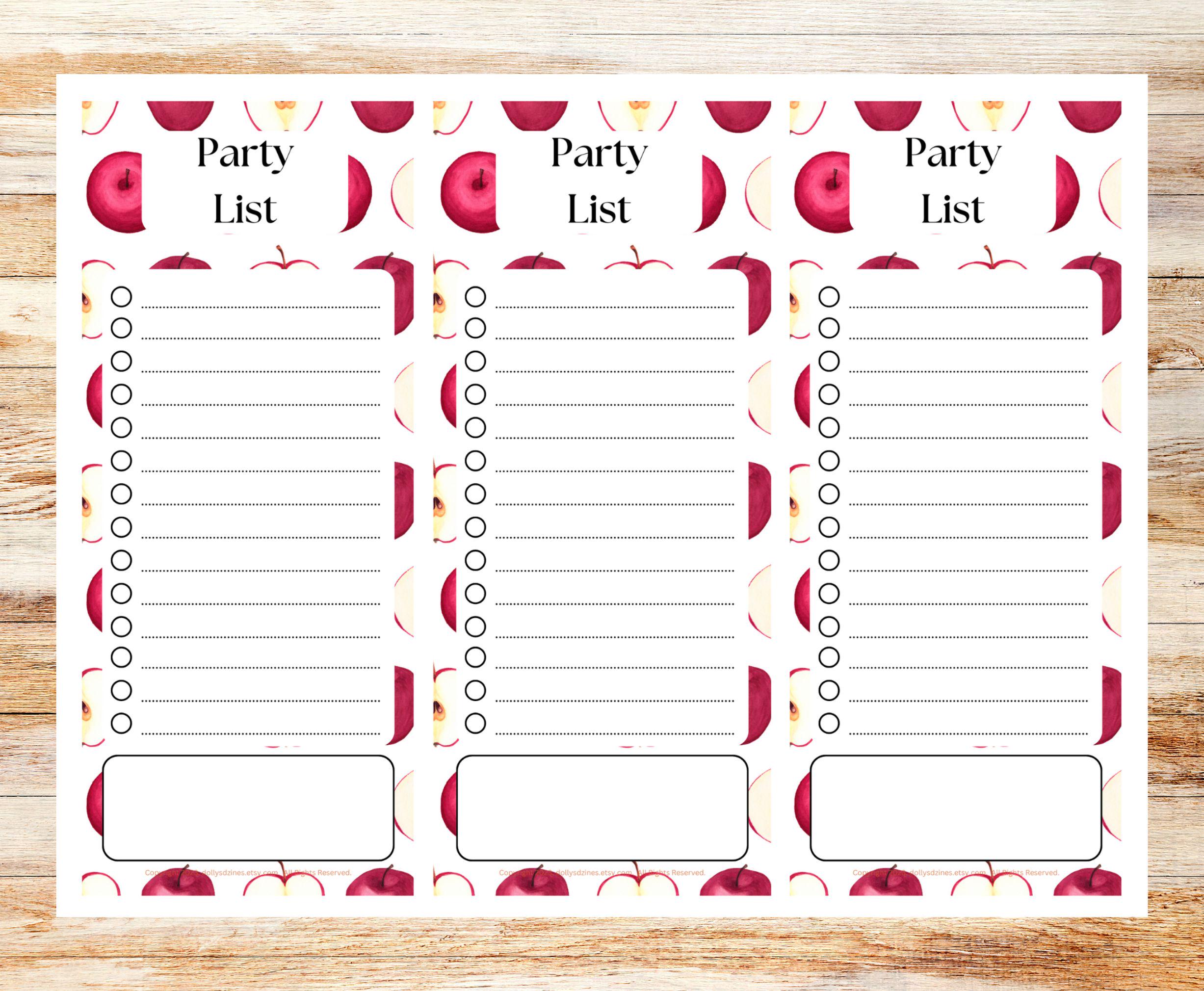 Apples PRINTABLE Lists, Grocery List, Shopping List, to Do List, Honey ...