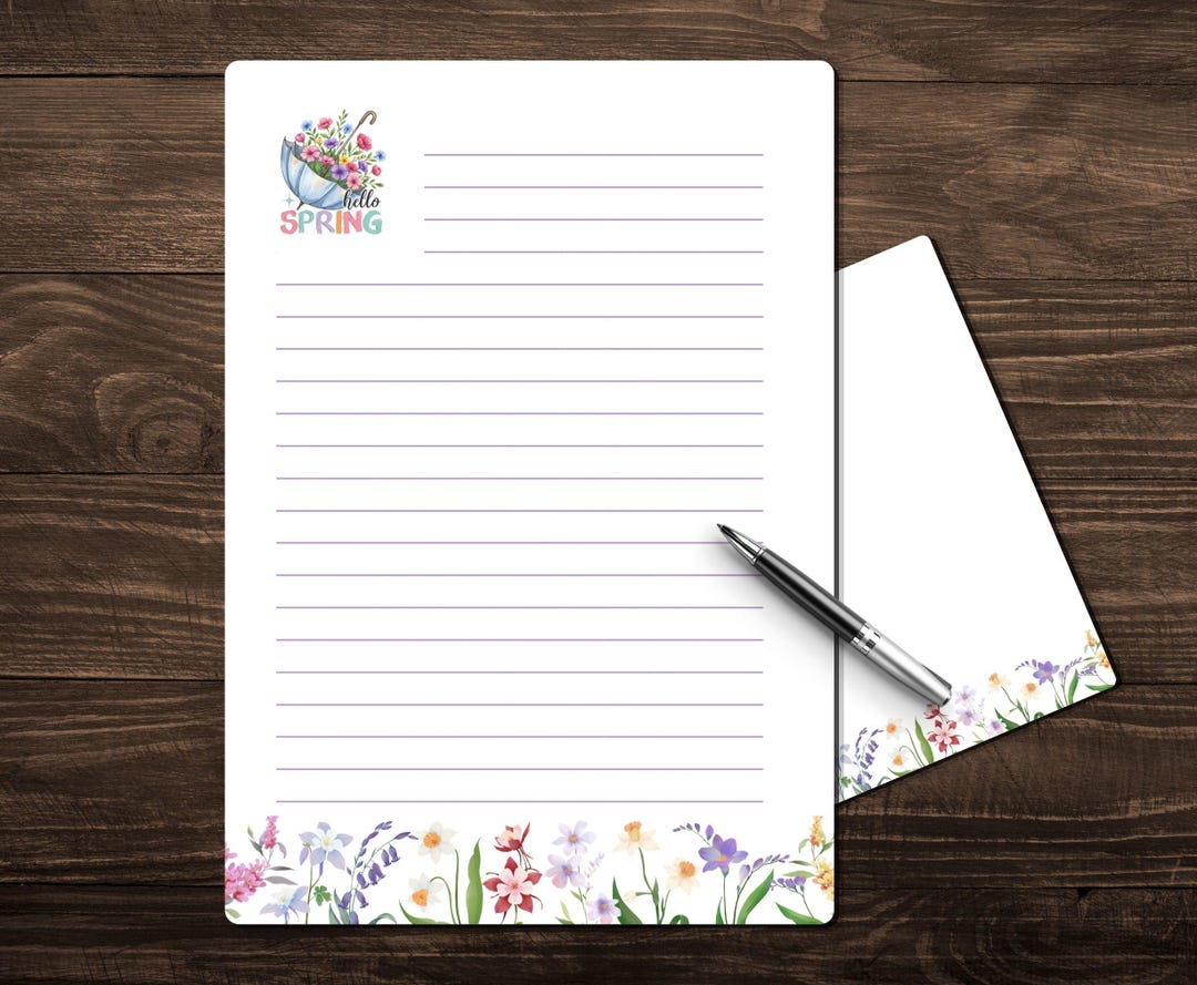 Spring Printable Stationary Set | Matching Envelope | Writing Paper ...