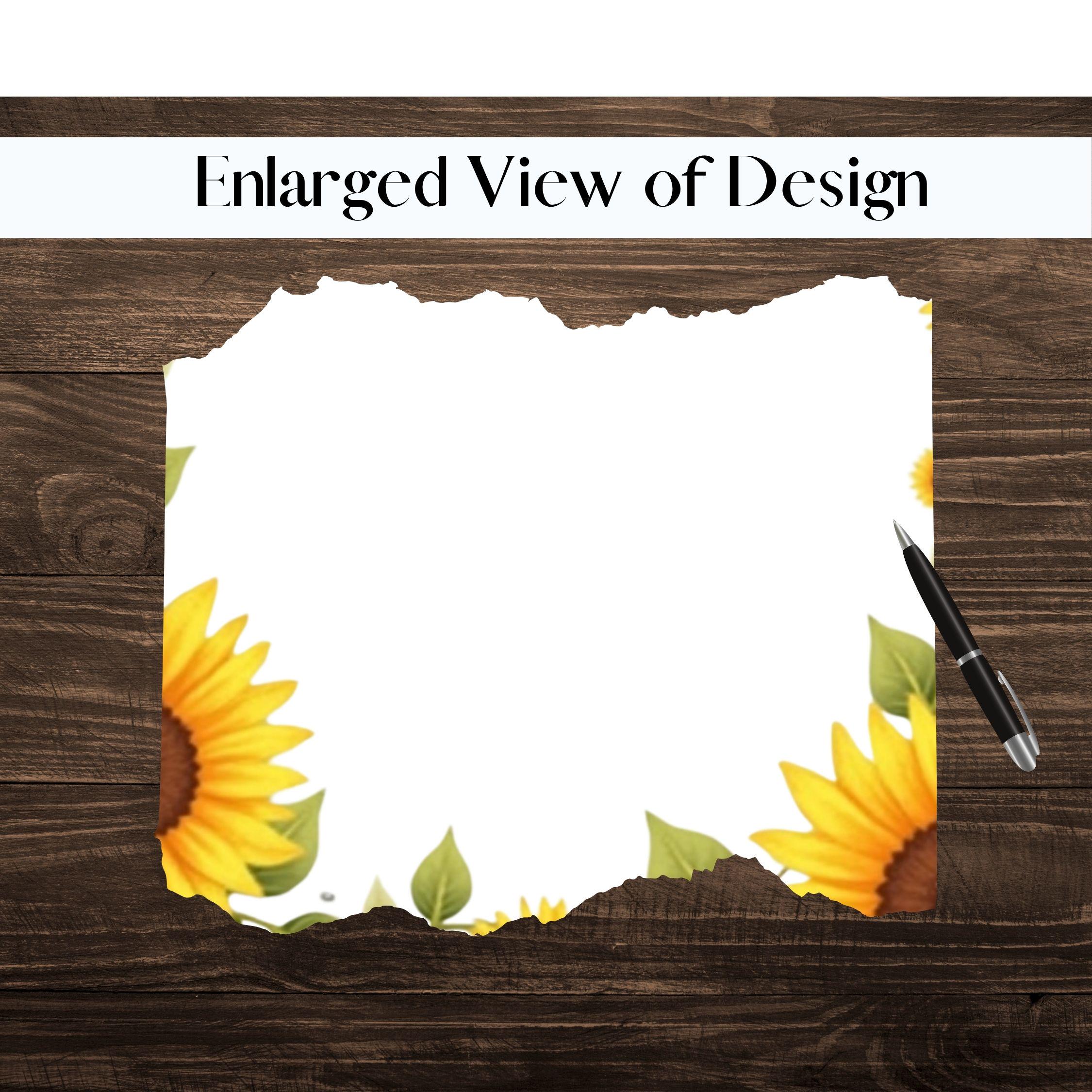 Sunflower PRINTABLE Stationery Writing Paper Stationary Letter Lined ...