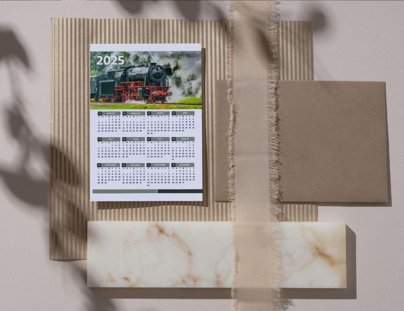 Steam Train PRINTABLE Wall Calendar Set Monthly Desk Calendar Year ...
