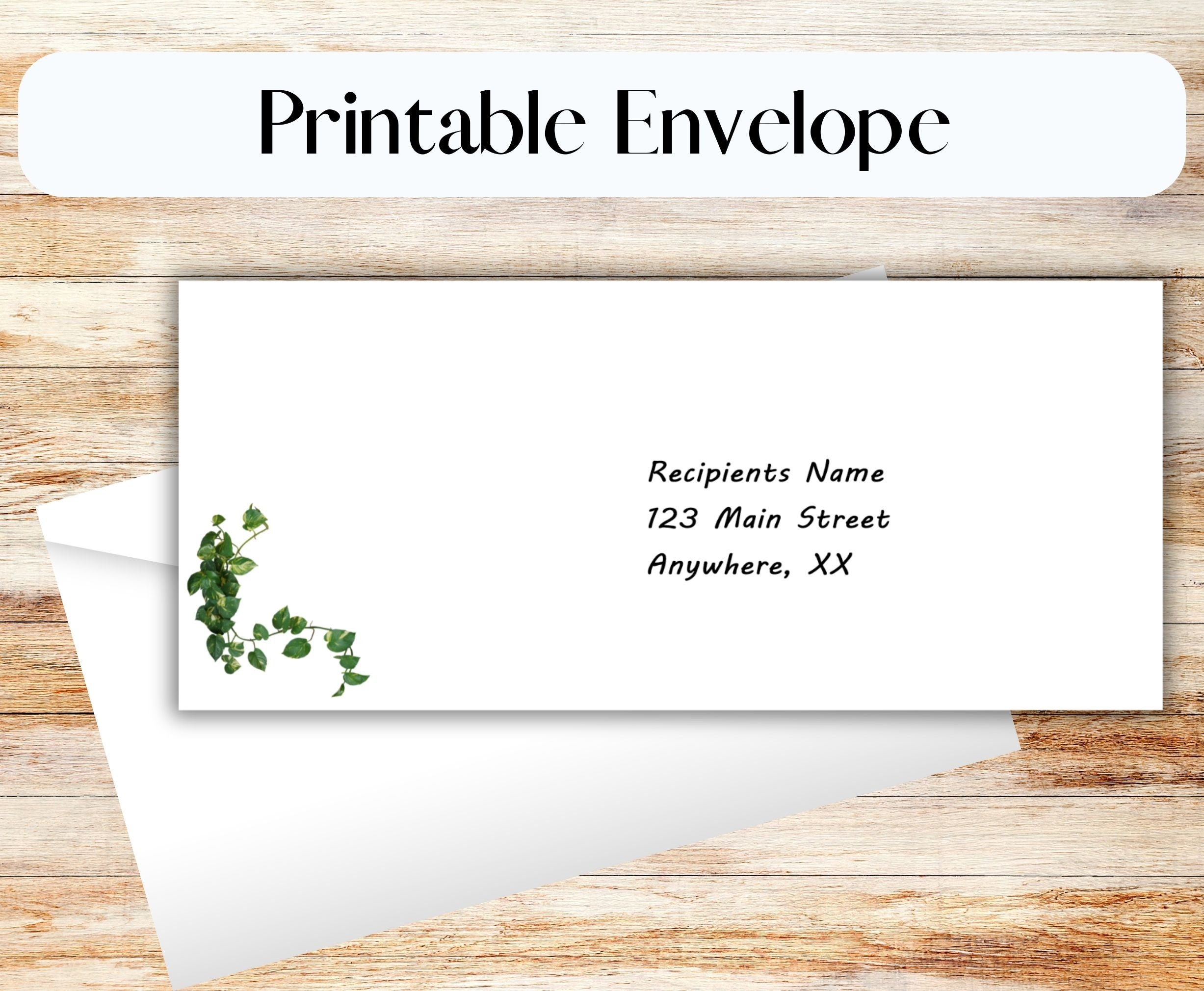 Ivy Printable Stationary Set With Envelope, Writing Paper, US Letter ...