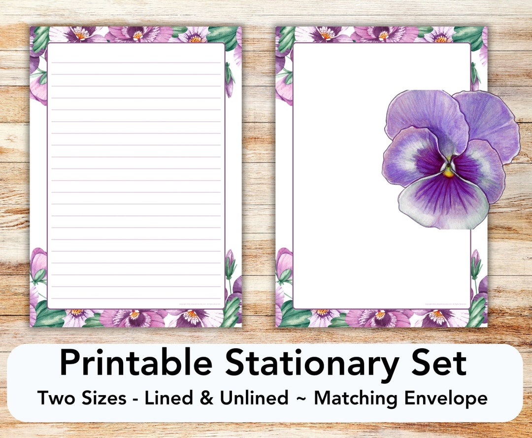 Pansy PRINTABLE Stationery Writing Paper Stationary Letter Writing ...