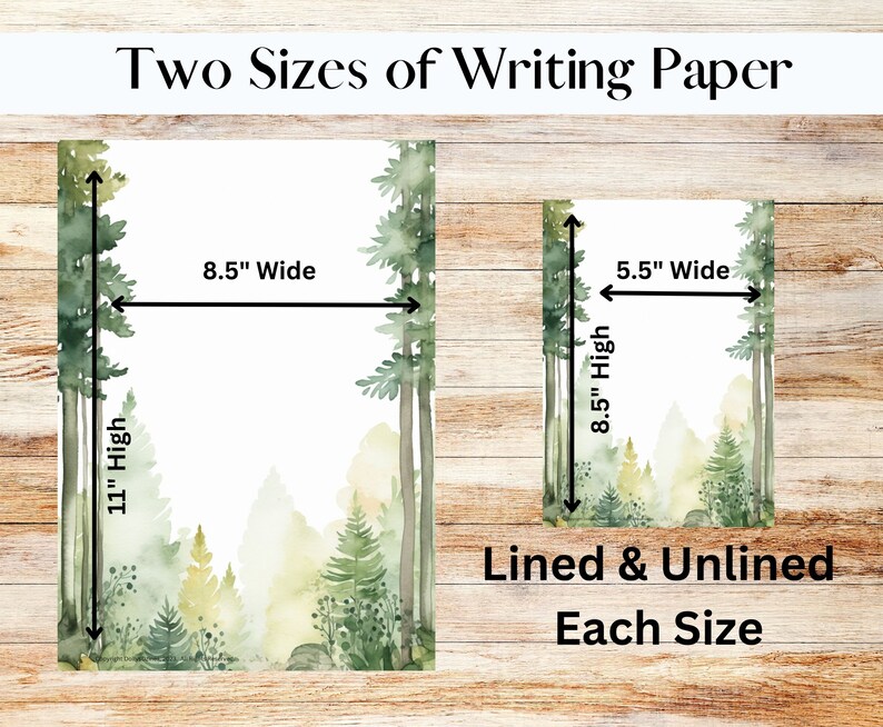 Forest Printable Stationary Set With Envelope, Writing Paper, US Letter ...