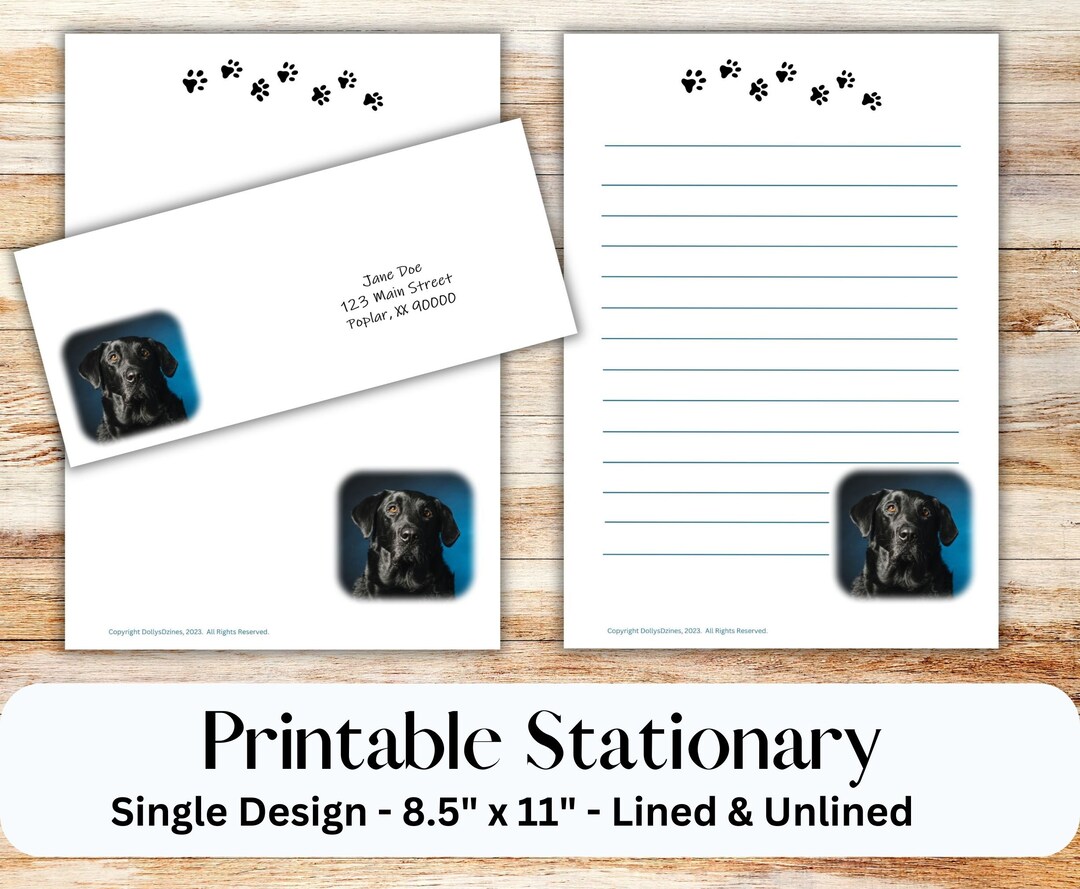 Black Lab Printable Stationary Set With Envelope Writing - Etsy