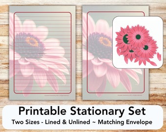 Sunflower Printable Stationery Set US Letter Size With Lined/unlined ...