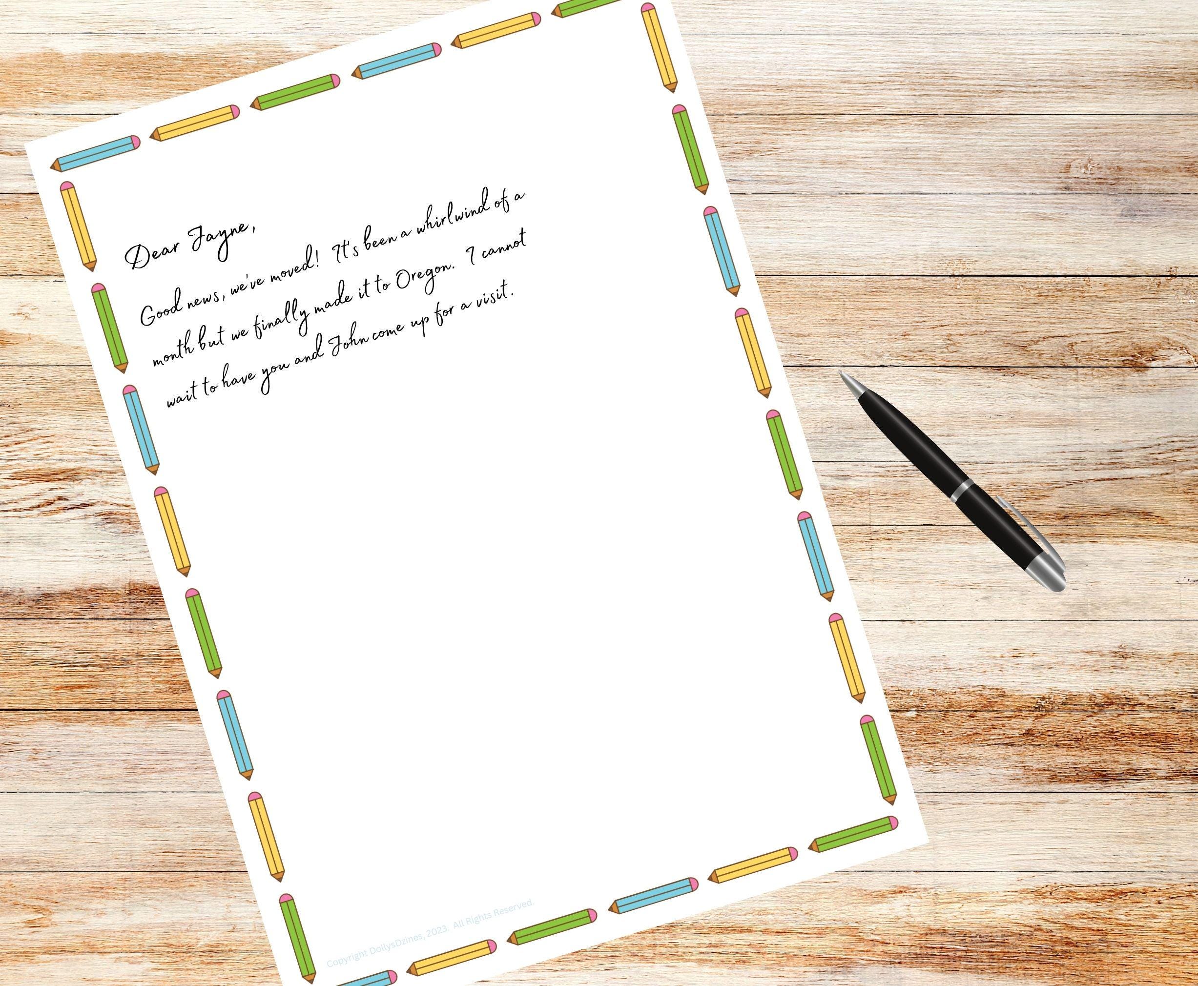 Back to School PRINTABLE Stationery Writing Paper Stationary Letter ...