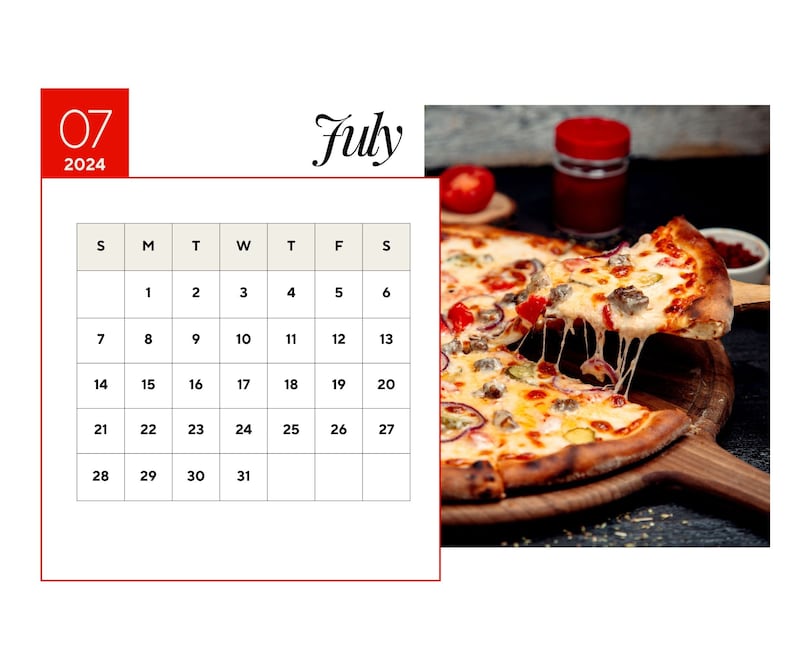 2024 Wall Calendar 2024 Cooking Calendar 2024 Wall Calendar Printable ...
