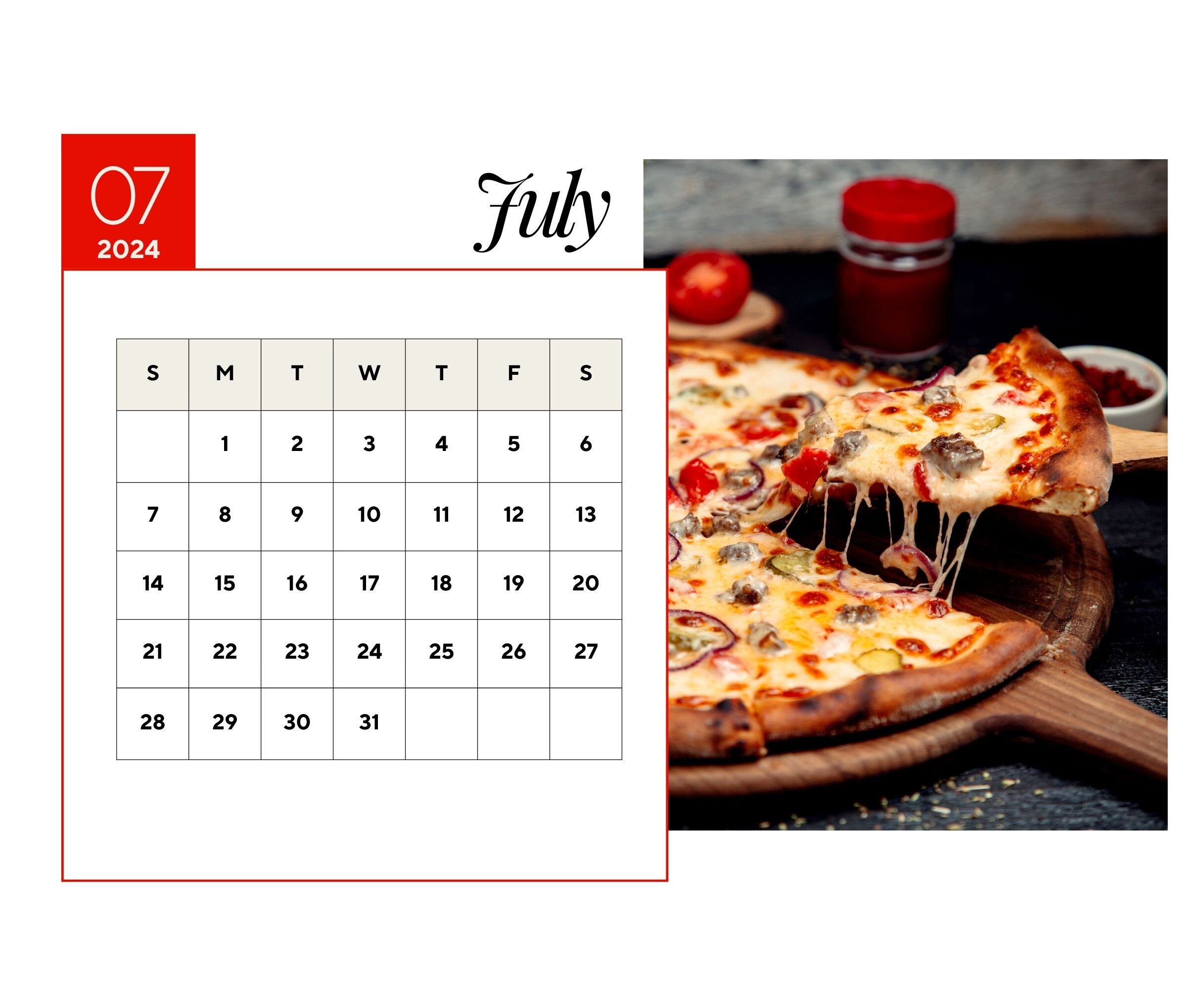 2024 Wall Calendar 2024 Cooking Calendar 2024 Wall Calendar Printable ...