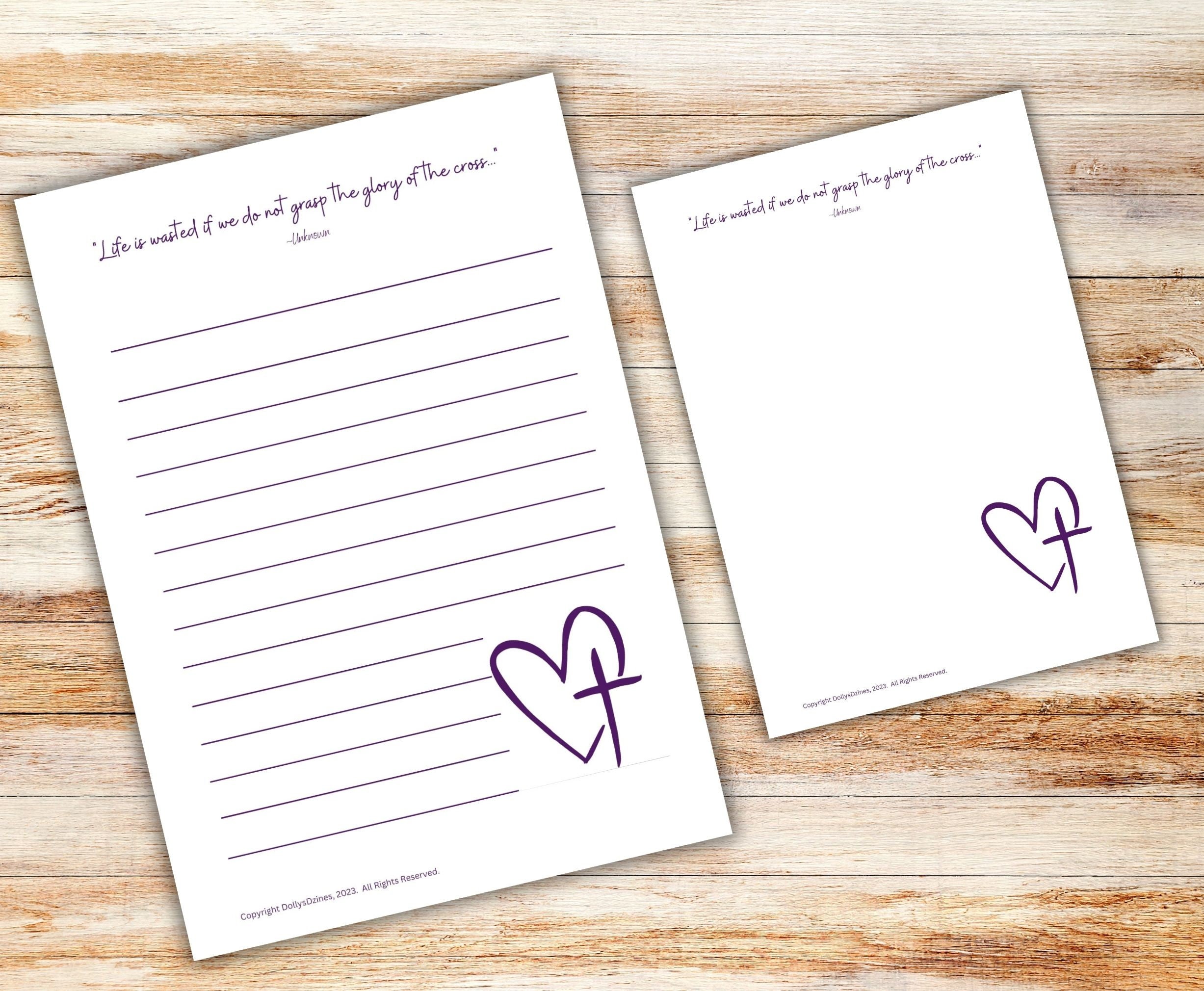 Cross Printable Stationary Set With Envelope, Writing Paper, US Letter ...