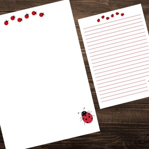Ladybug Printable Stationary Set With Envelope Printable Stationary ...