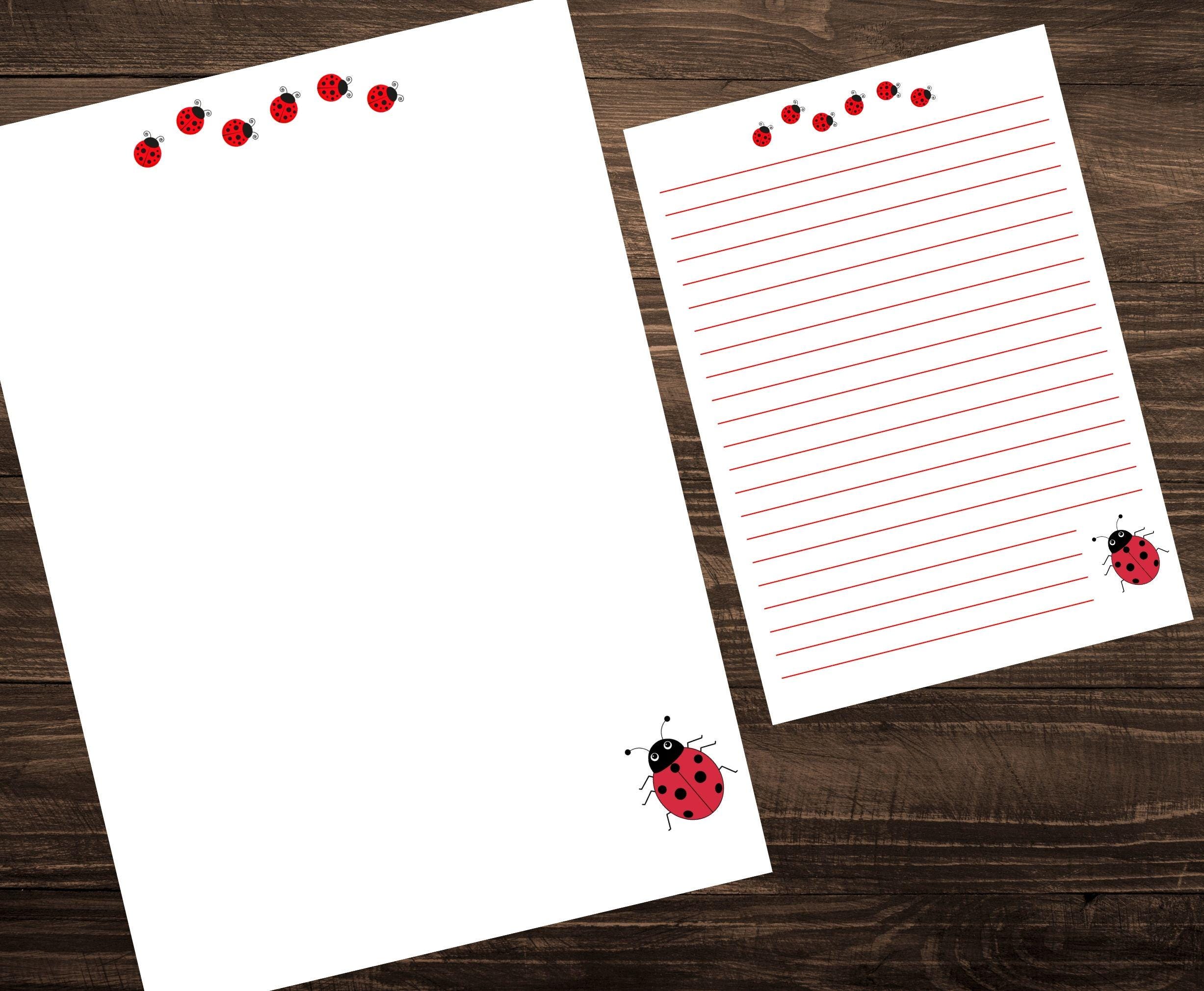 Ladybug Printable Stationary Set With Envelope Printable Stationary ...
