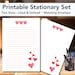 Hearts PRINTABLE Stationary Set Valenine’s Day Red Hearts Love Romance ...