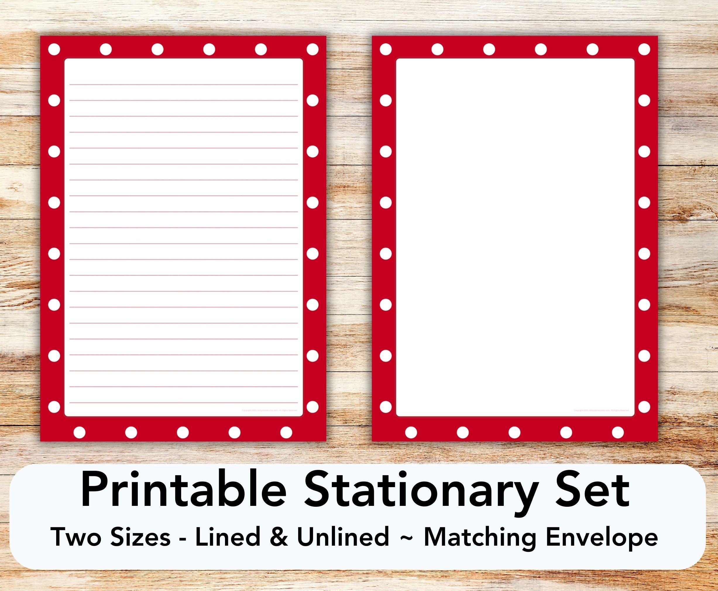 Red Polka Dot PRINTABLE Stationery Writing Paper Stationary Letter ...