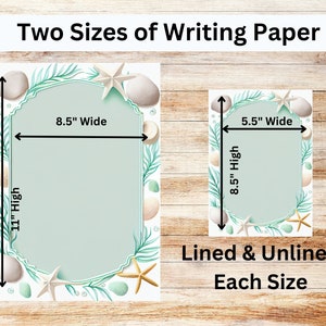 Seashell Printable Stationary Set With Envelope, Writing Paper, US ...