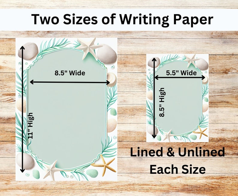 Seashell Printable Stationary Set With Envelope, Writing Paper, US ...