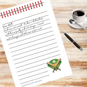 Baseball Printable Stationary Set With Envelope, Writing Paper, US ...