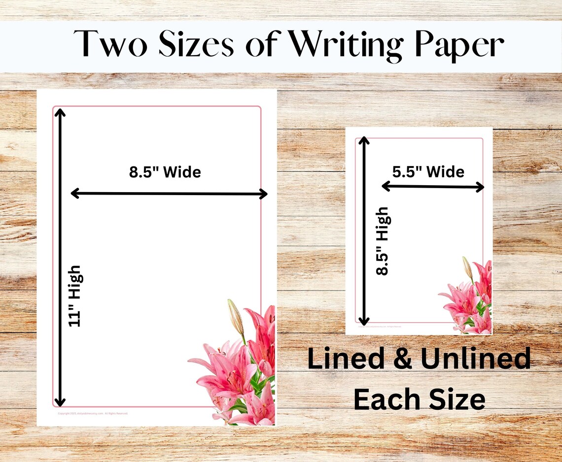 Lily PRINTABLE Stationary Set With Envelope Printable Stationary Paper ...