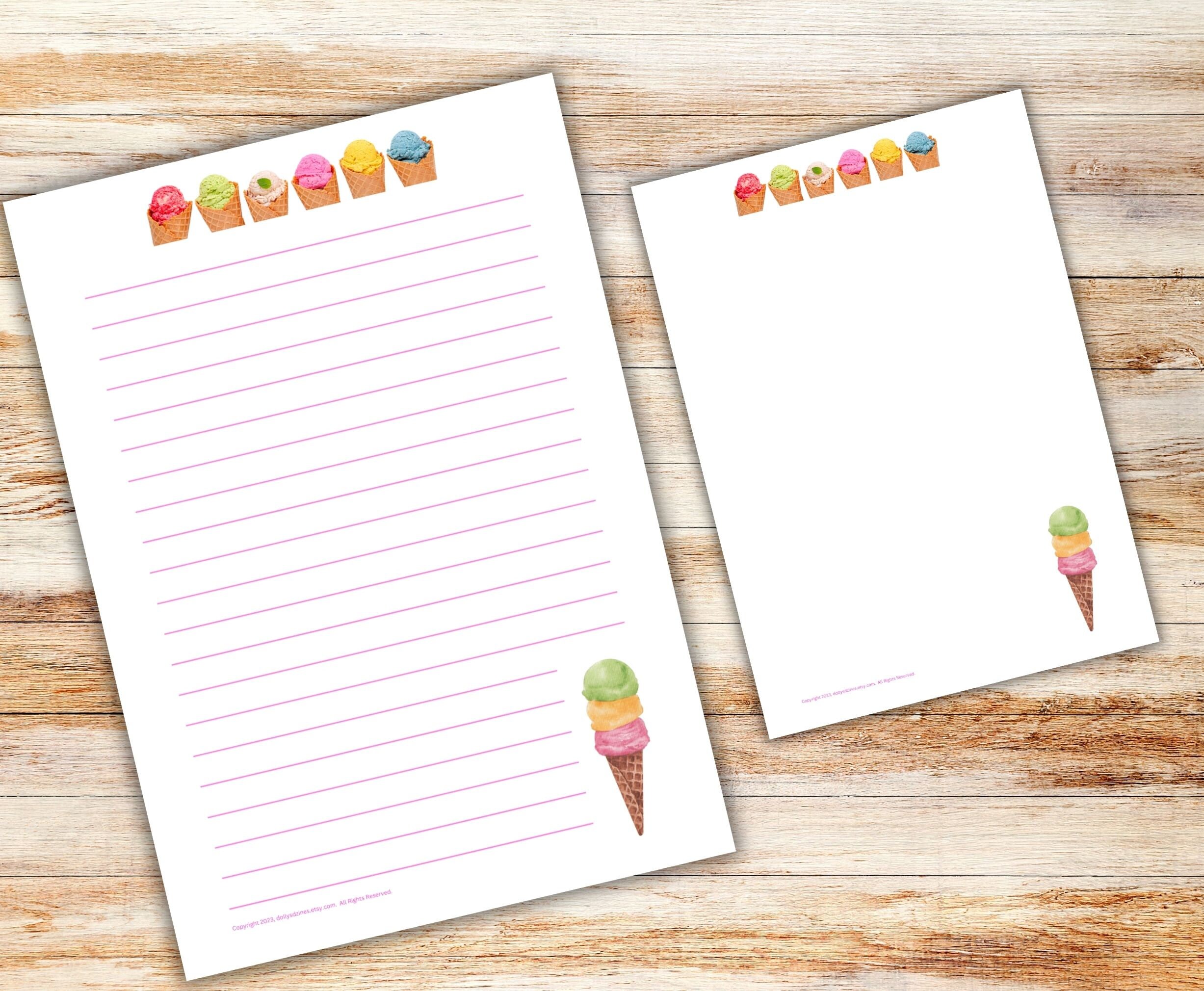 Ice Cream PRINTABLE Stationery Writing Paper Stationary Letter Writing ...