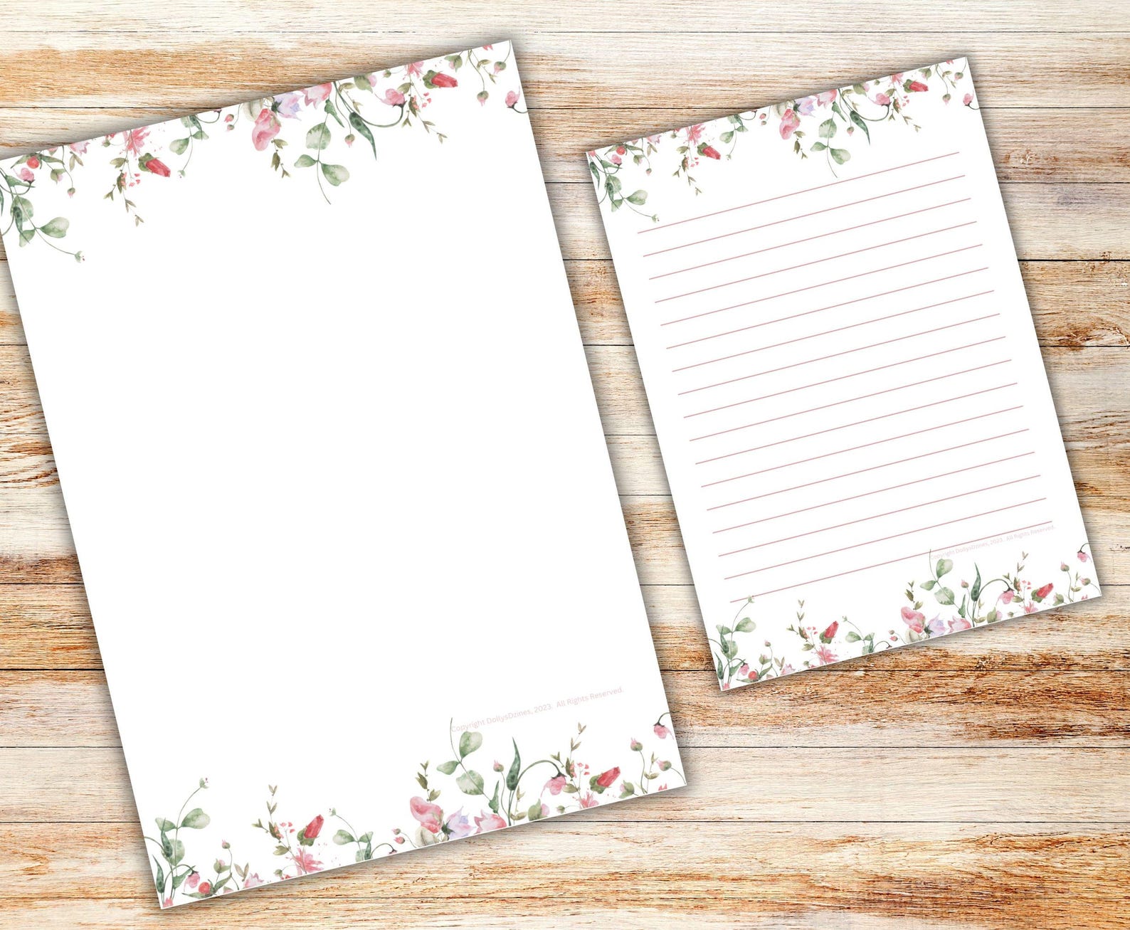 Pink Flower PRINTABLE Stationery Writing Paper Stationary Letter ...