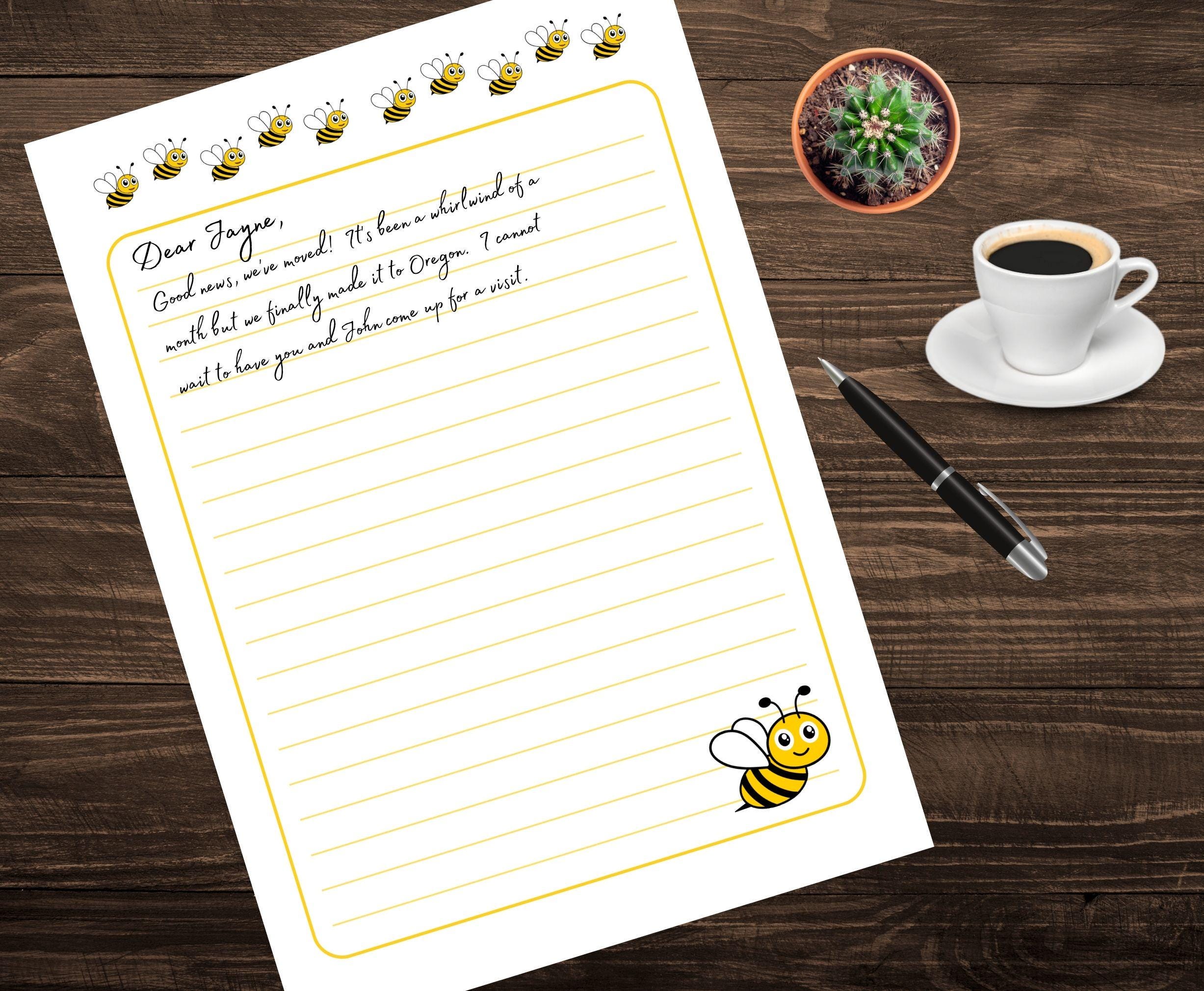Bee Printable Stationary Set | Matching Envelope | Writing Paper ...