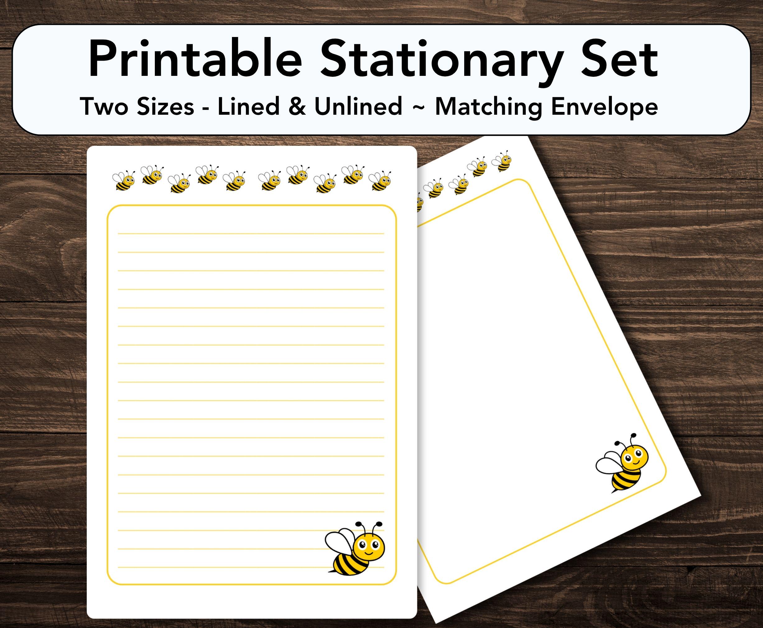 Bee Printable Stationary Set | Matching Envelope | Writing Paper ...