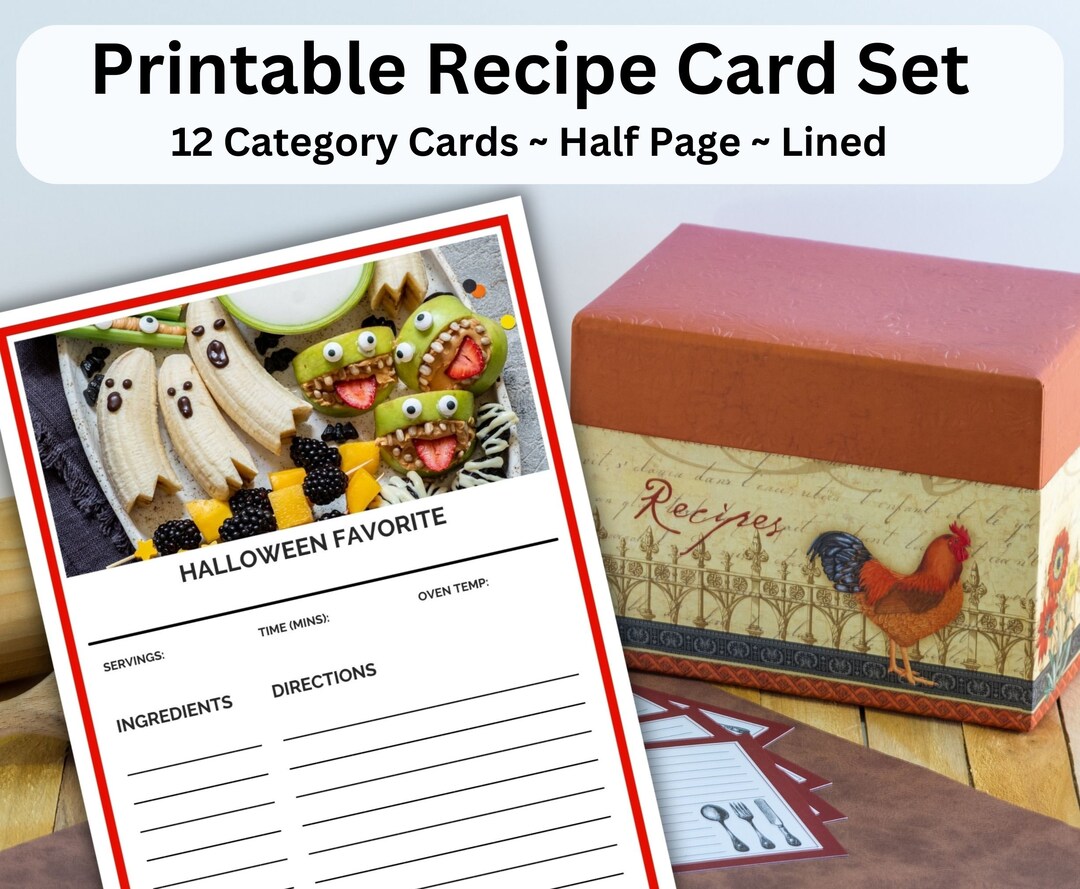 Halloween Recipe Card, Themed Recipe Card, Printable Recipe, Blank ...
