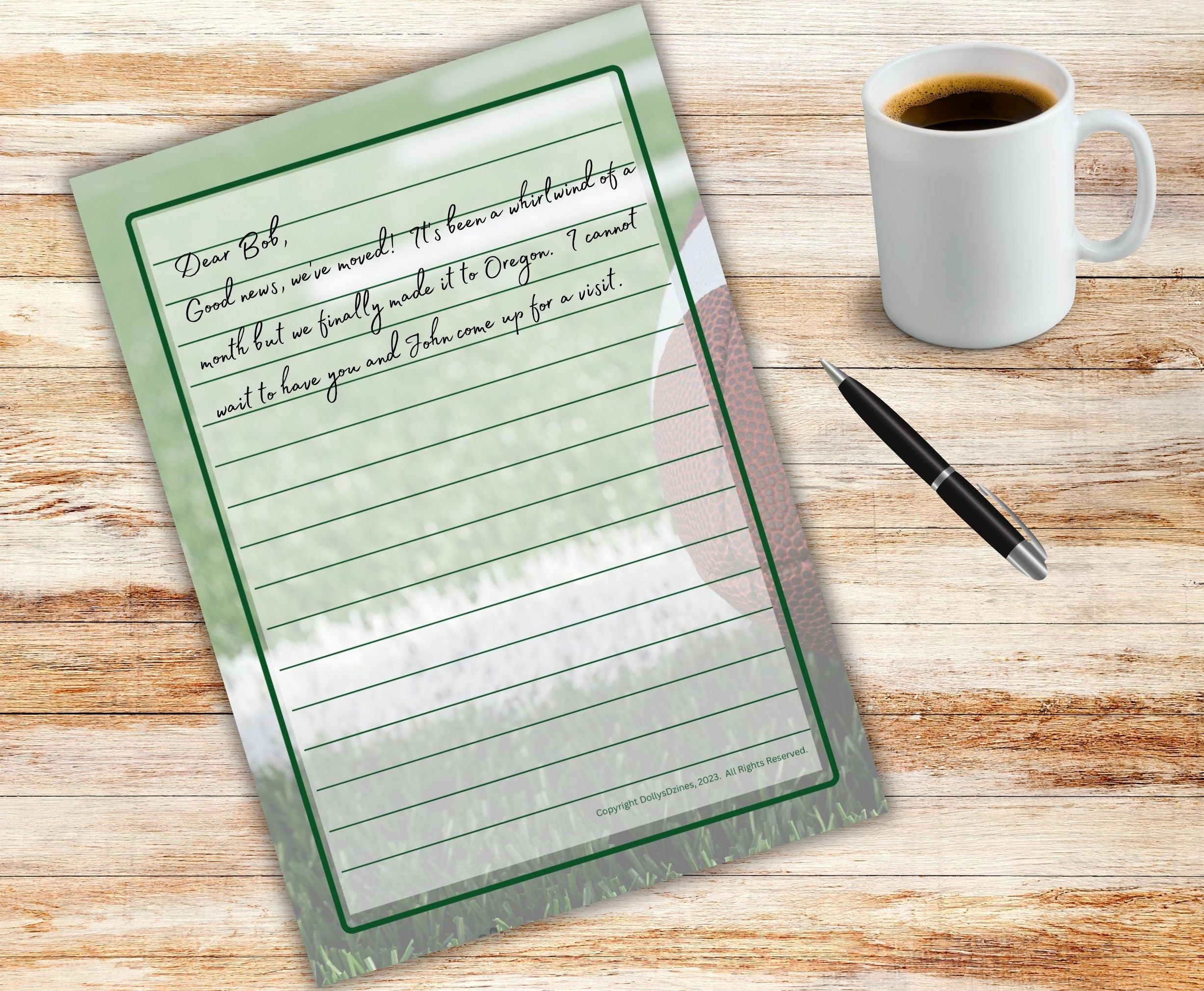 Football Printable Stationary Set With Envelope, Writing Paper, US ...
