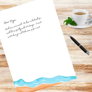 Beach PRINTABLE Stationery Summer Stationary Ocean Waves Sea Sand Dunes ...