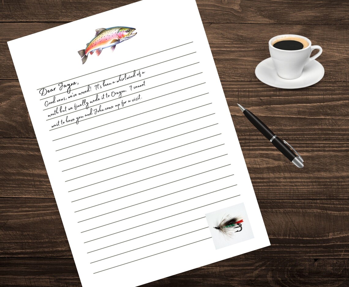 Salmon PRINTABLE Stationery Writing Paper Stationary Letter Lined ...