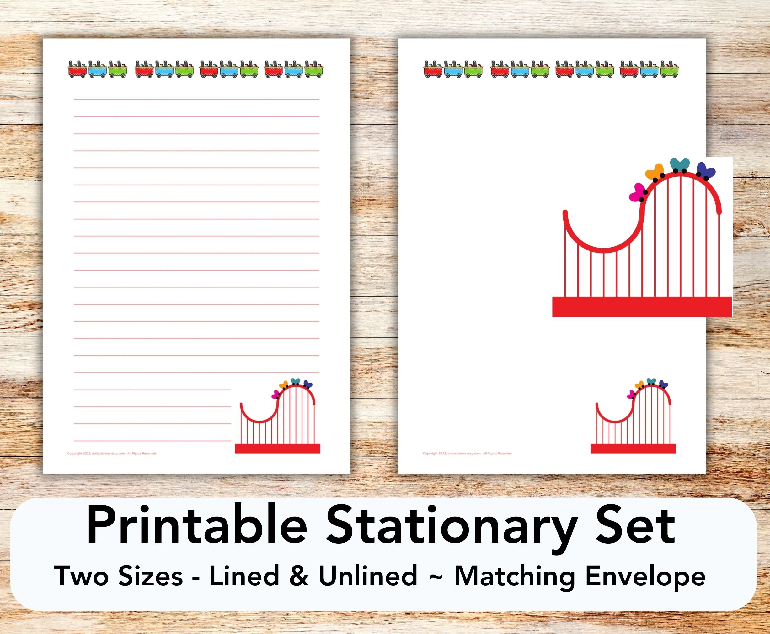 Rollercoaster PRINTABLE Stationary Set With Envelope Printable ...