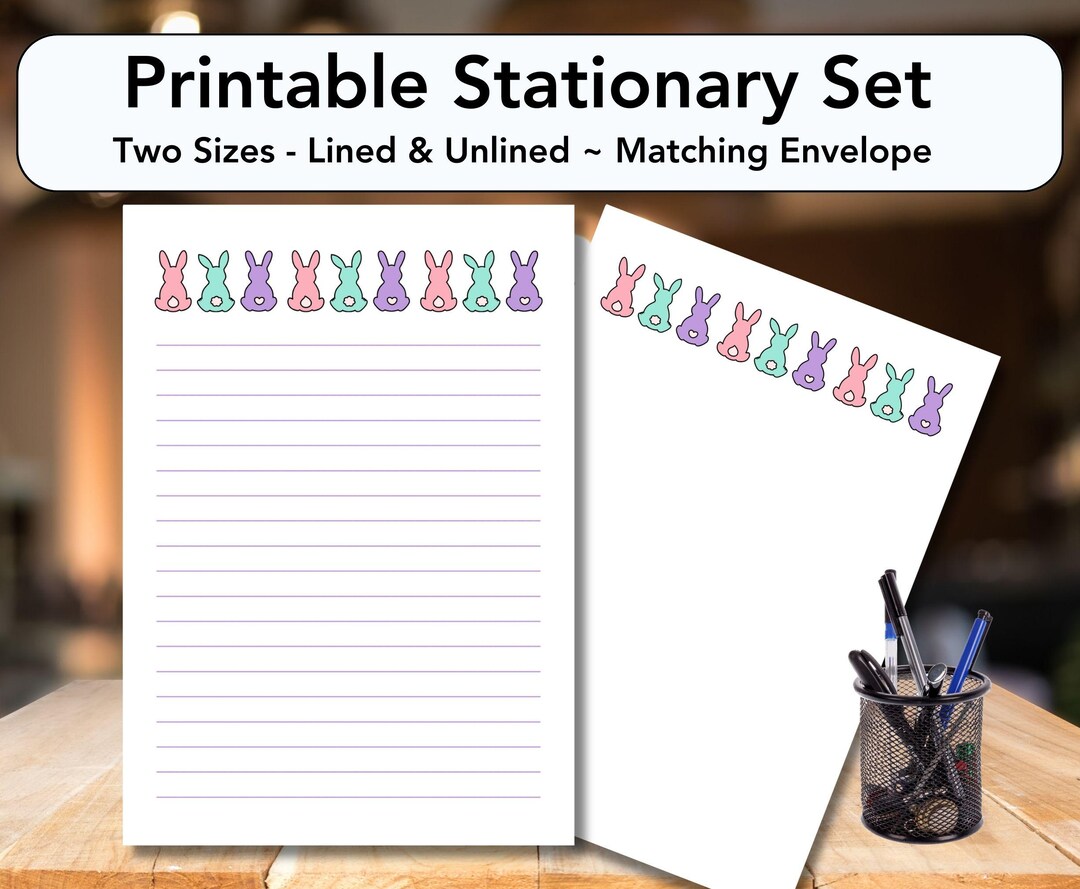 Bunnies PRINTABLE Stationery Writing Paper Stationary Letter Lined ...