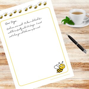Bees PRINTABLE Stationary Set With Envelope Printable Stationary Paper ...