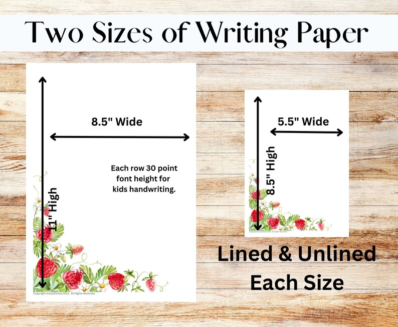 Strawberries Printable Stationary Set With Envelope, Writing Paper, US ...