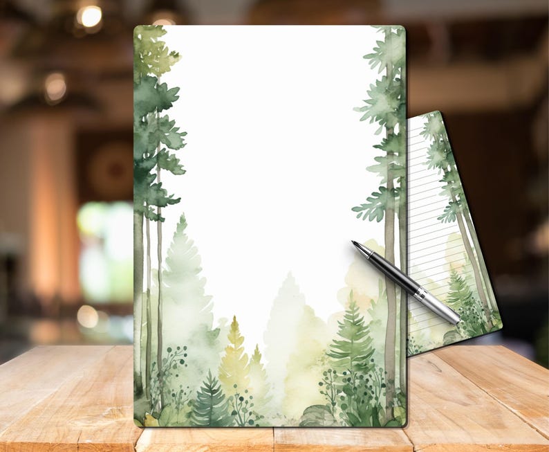 Forest Printable Stationary Set With Envelope, Writing Paper, US Letter ...