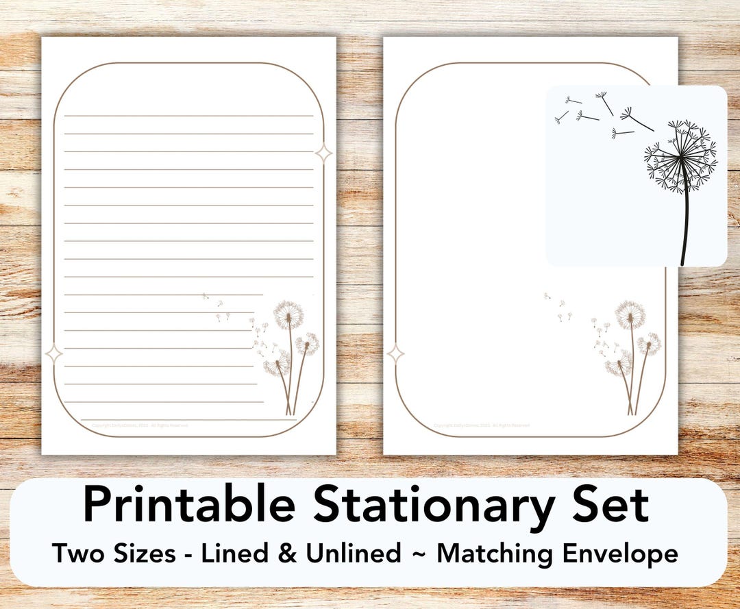Dandelion PRINTABLE Stationery Writing Paper Stationary Letter Writing ...