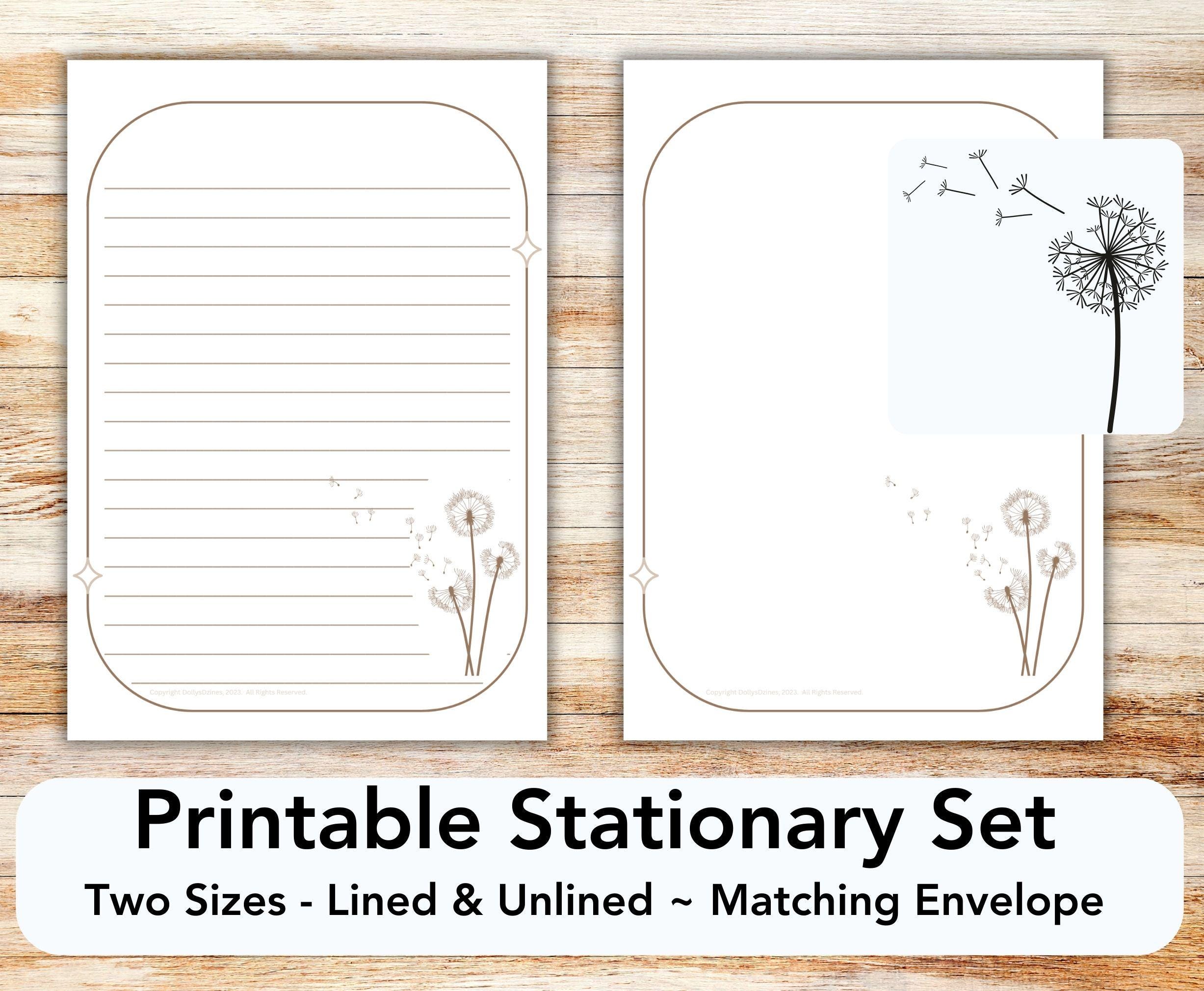 Dandelion PRINTABLE Stationery Writing Paper Stationary Letter Writing ...