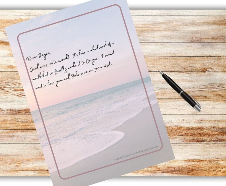 Beach Sunset Printable Stationary Set With Envelope, Writing Paper, US ...