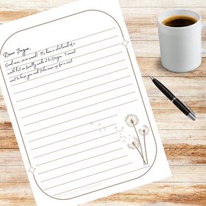 Dandelion PRINTABLE Stationery Writing Paper Stationary Letter Writing ...