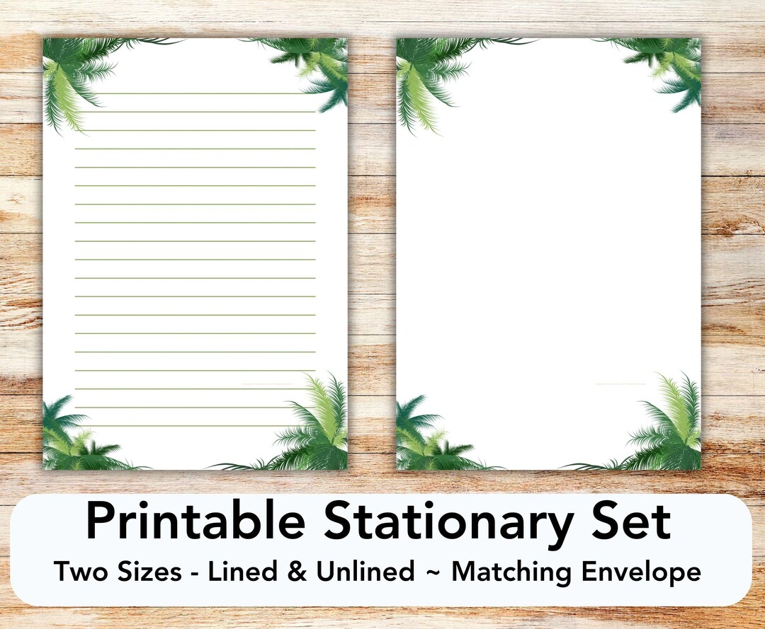 Palm PRINTABLE Stationery Writing Paper Stationary Letter Lined Unlined ...