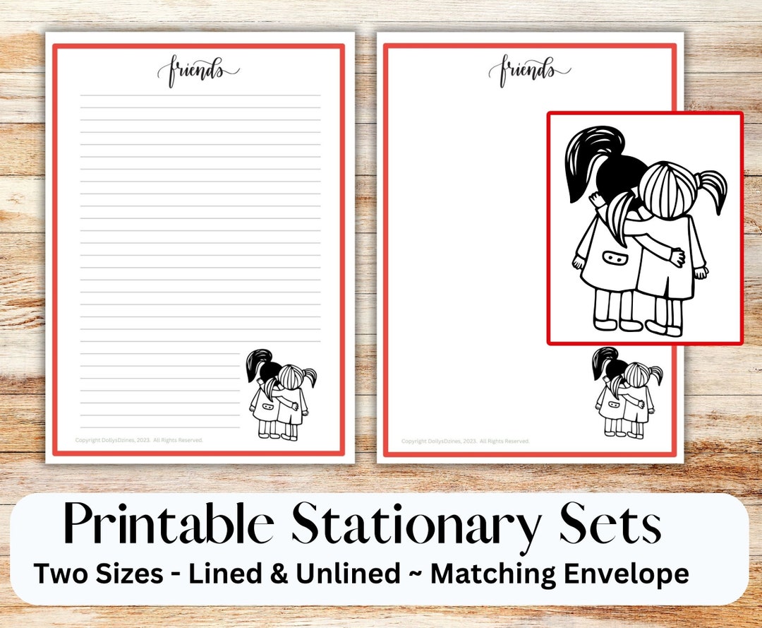 Friends Printable Stationary Set With Envelope, Writing Paper, US ...