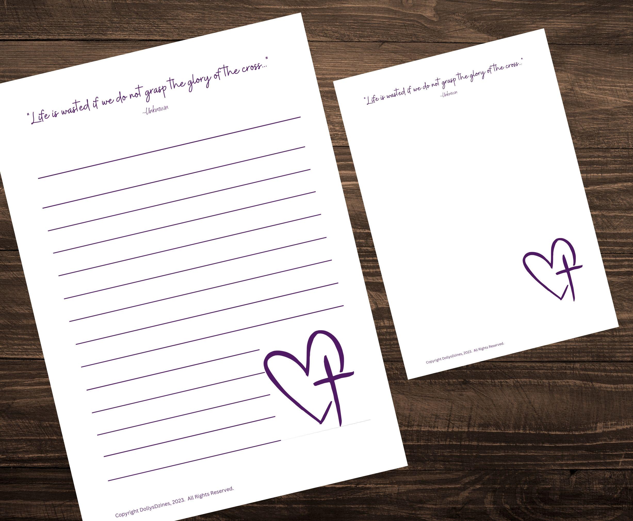 Cross Printable Stationary Set With Envelope, Writing Paper, US Letter ...