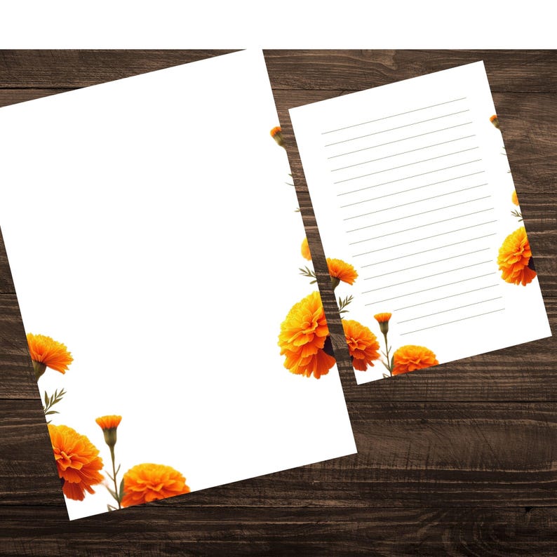 Marigold PRINTABLE Stationery Writing Paper Stationary Letter A4 Lined ...